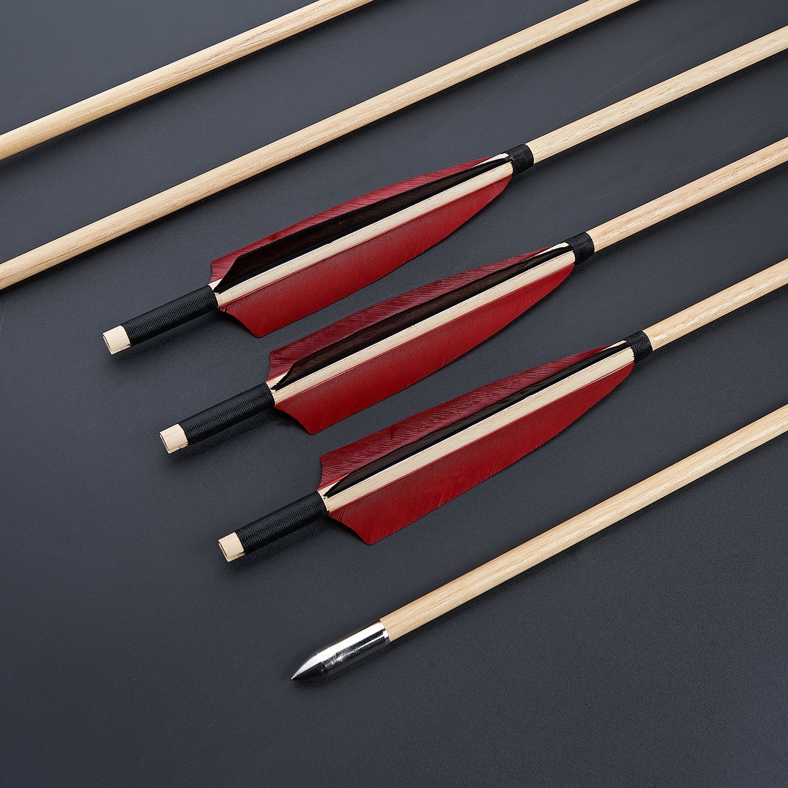 6Pcs Archery 32" Traditional Wooden Arrows with 5" Turkey Feather ...